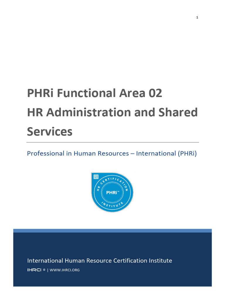 PHRi Functional Area 02 - HR Administration and Shared Services | PDF ...