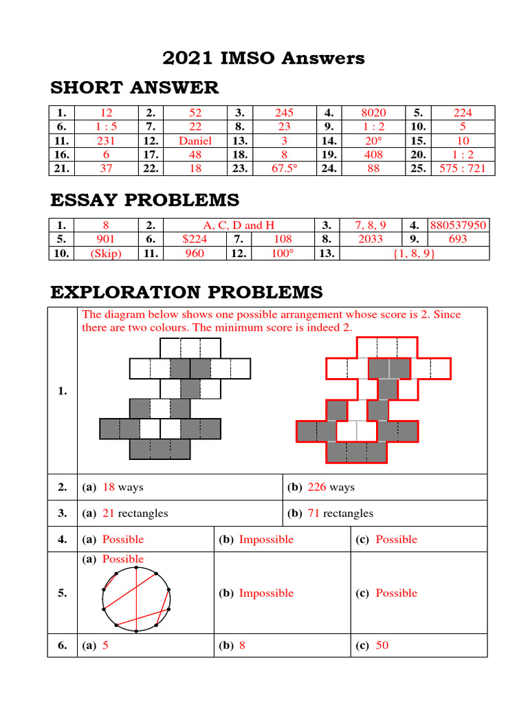 2021 IMSO Answer | PDF