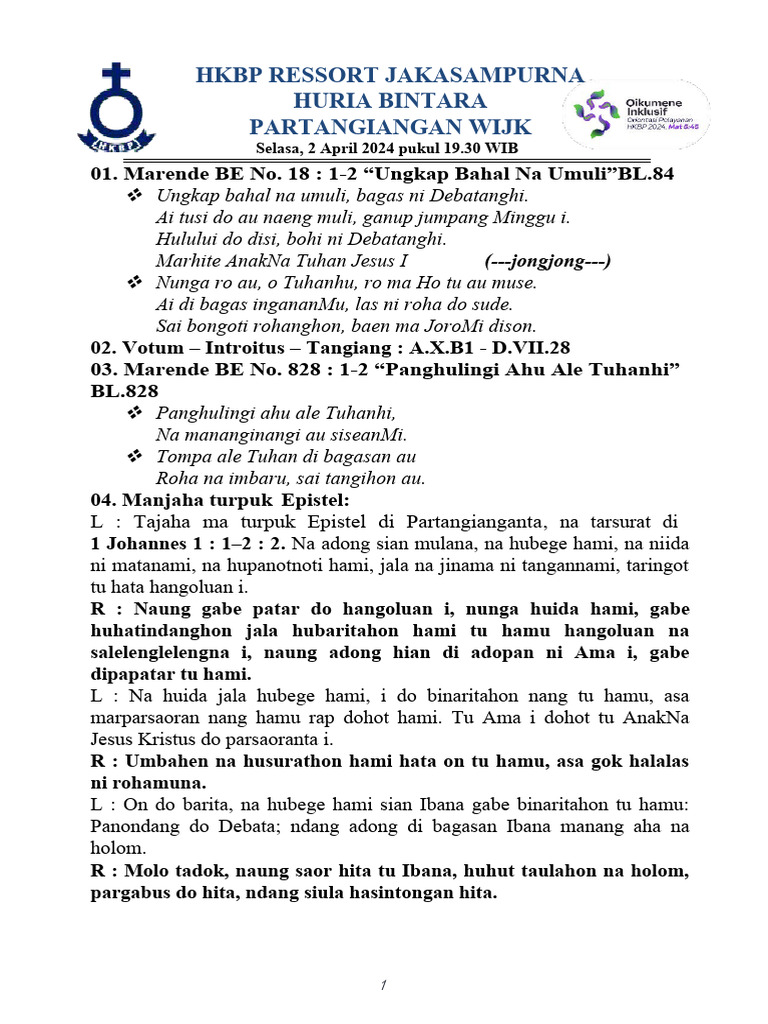 Partangiangan Wijk (2 April 2024) | PDF | Agama & Spiritualitas | Kajian Bahasa Asing