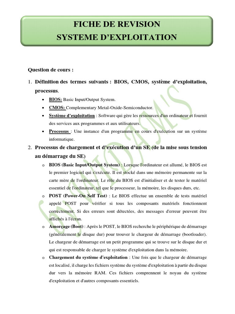 Rôle et définition du BIOS en informatique | PDF | Démarrage d'un ...