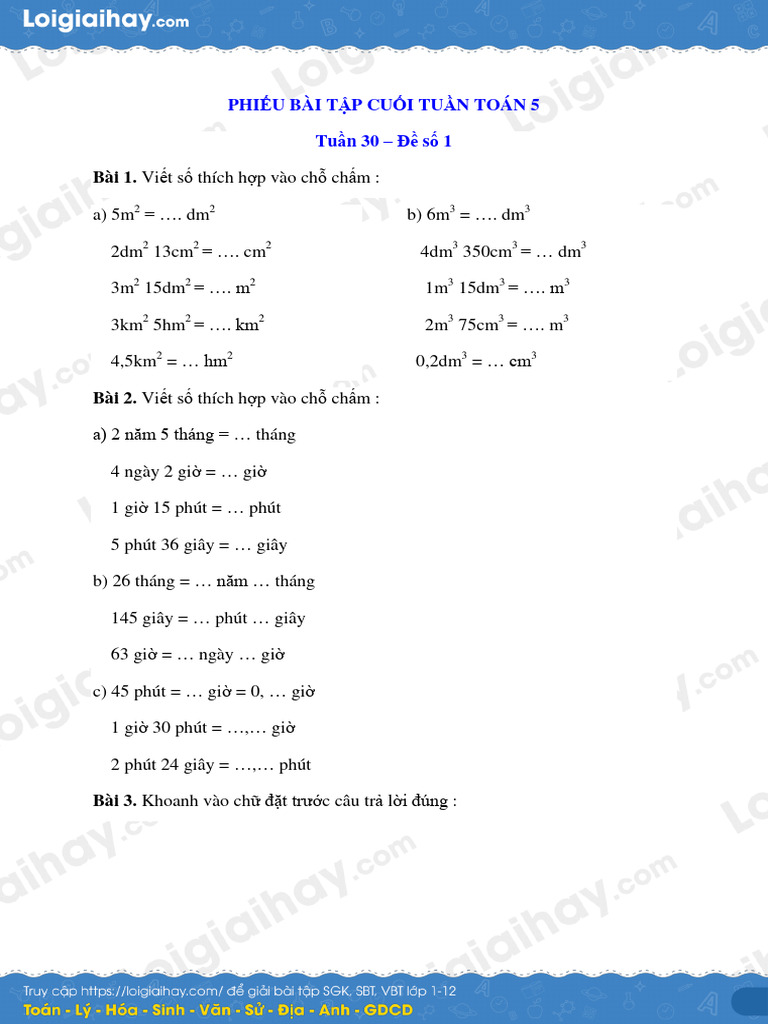 Toan 5 t30 de 1 | PDF