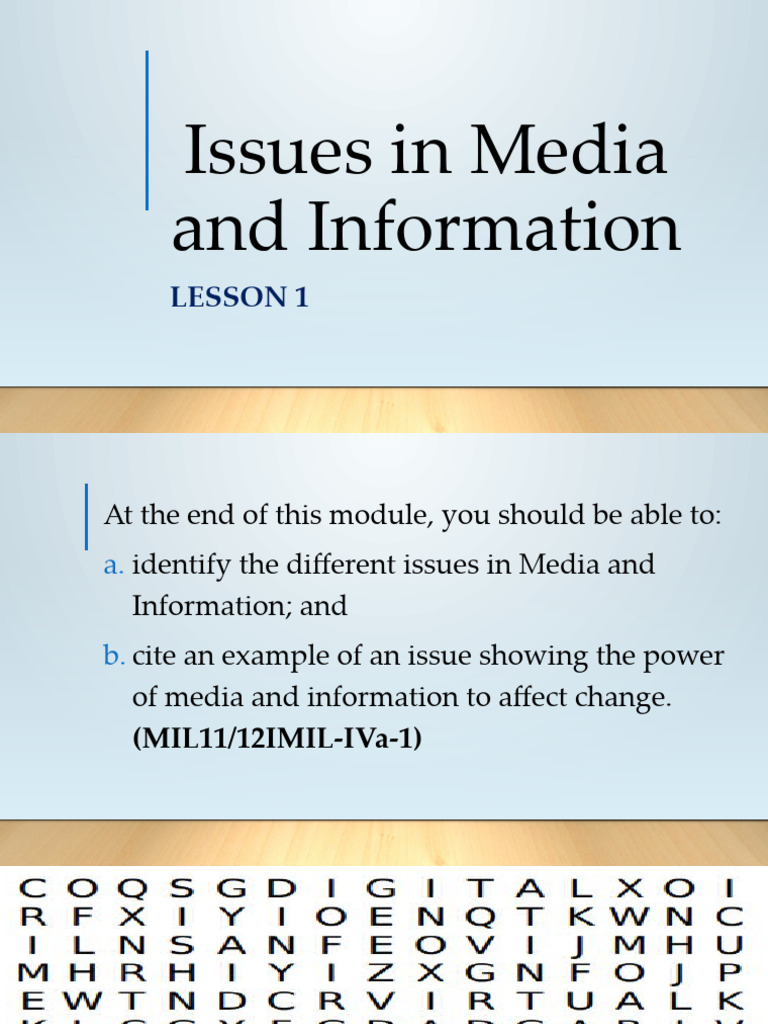Lesson 1 - Issues in Media and Information | PDF | Social Media ...