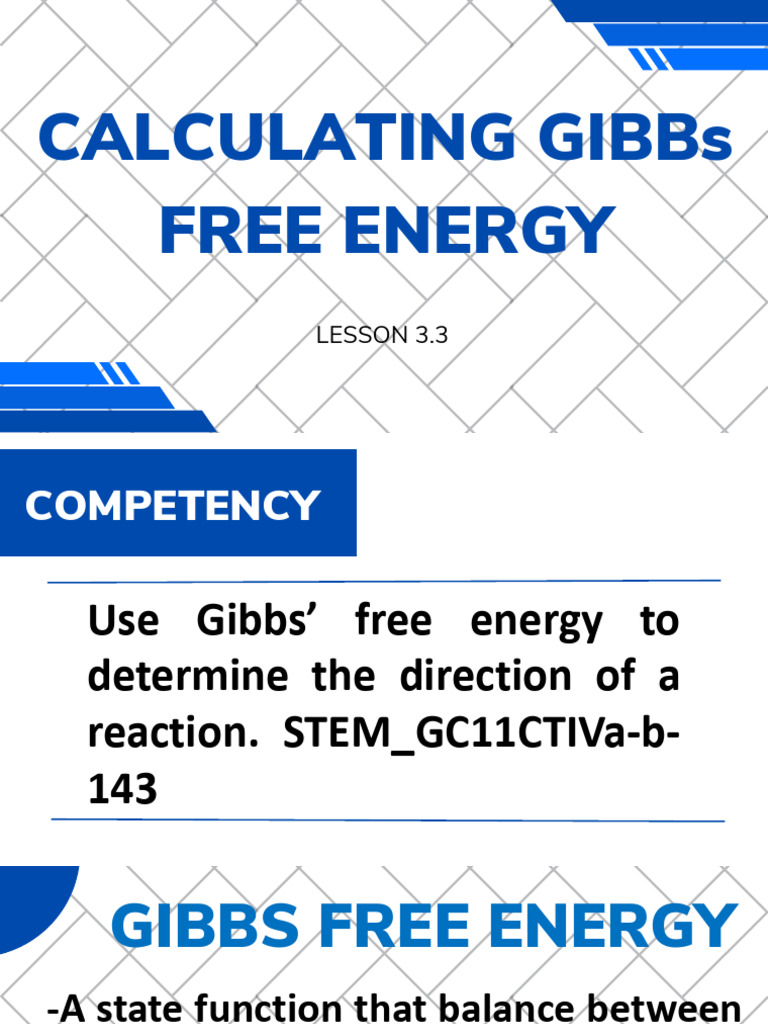 LESSON 3.3 Calculating Free Energy | PDF | Gibbs Free Energy | Enthalpy