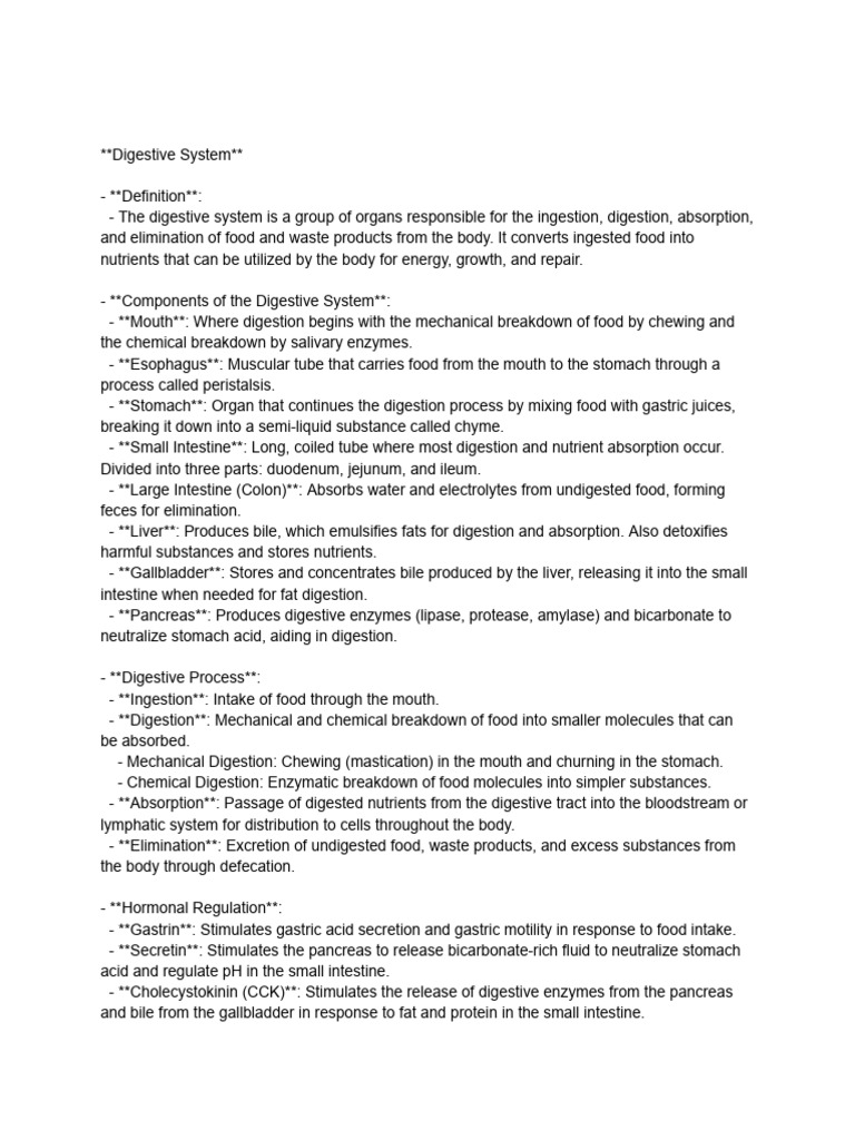 The Digestive System | Download Free PDF | Human Digestive System ...