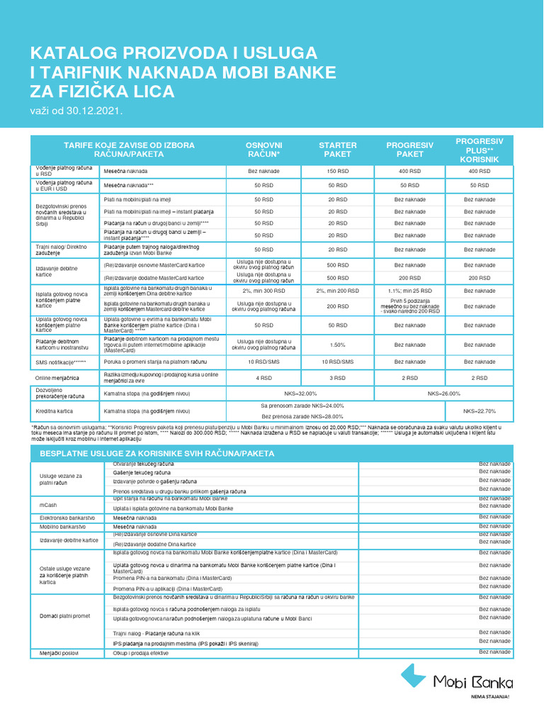 Tarifnik Za Fizicka Lica - 30.12.2021 Revid | PDF
