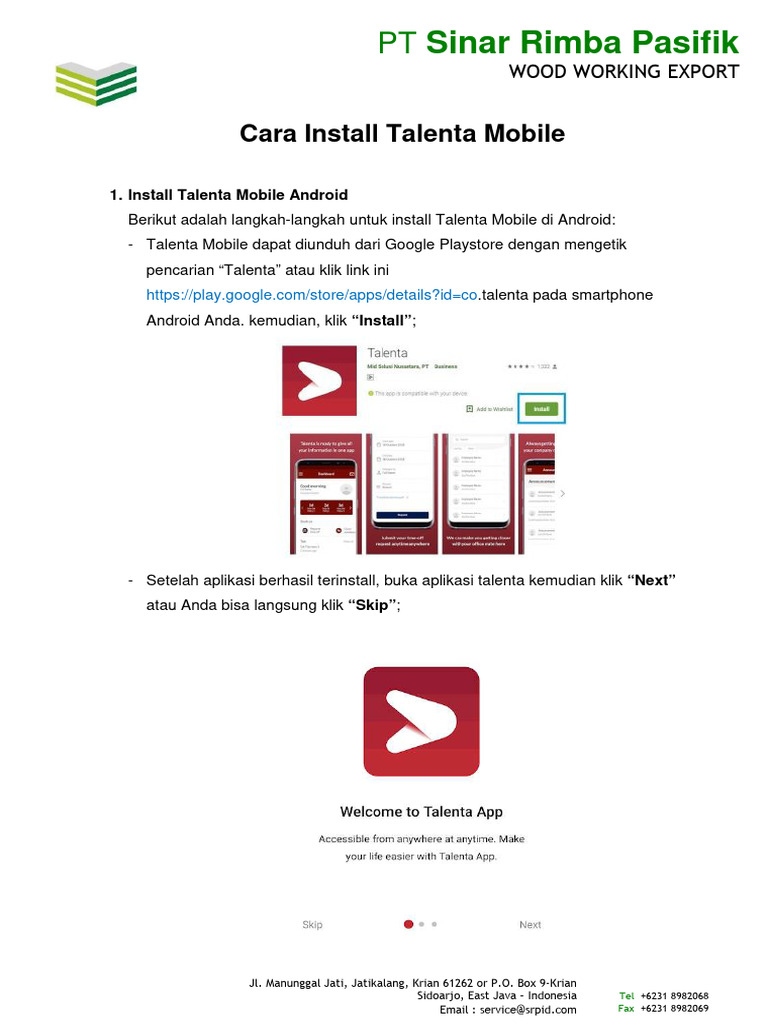 Cara Install Aplikasi Talenta Mobile | PDF