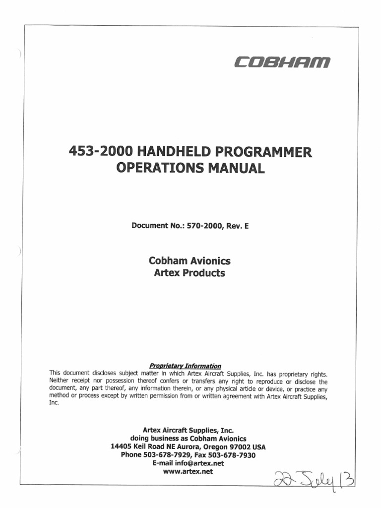 Cobham Programmer Manual | PDF