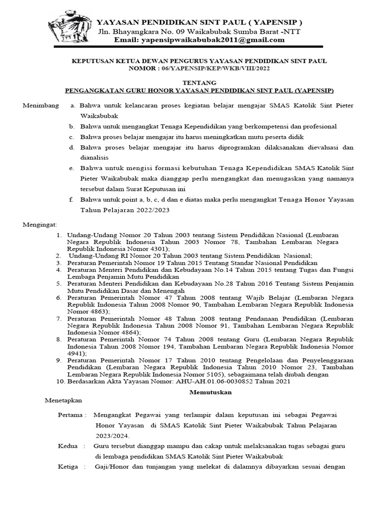 SK PEGAWAI 2023 | PDF