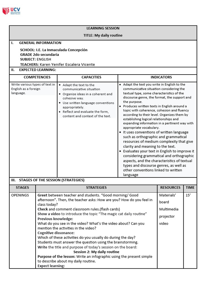 Writing Lesson Plan | PDF | Linguistics | Cognitive Science