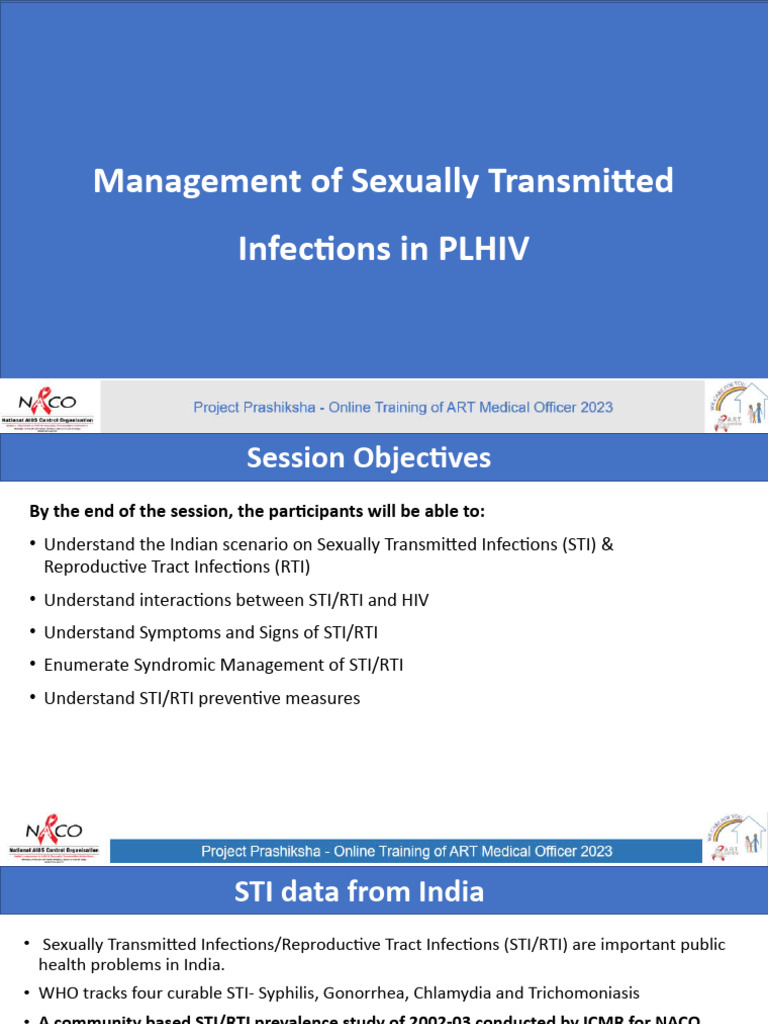 4.4 Management of Sexually Transmitted Infections in A PLHIV | PDF ...