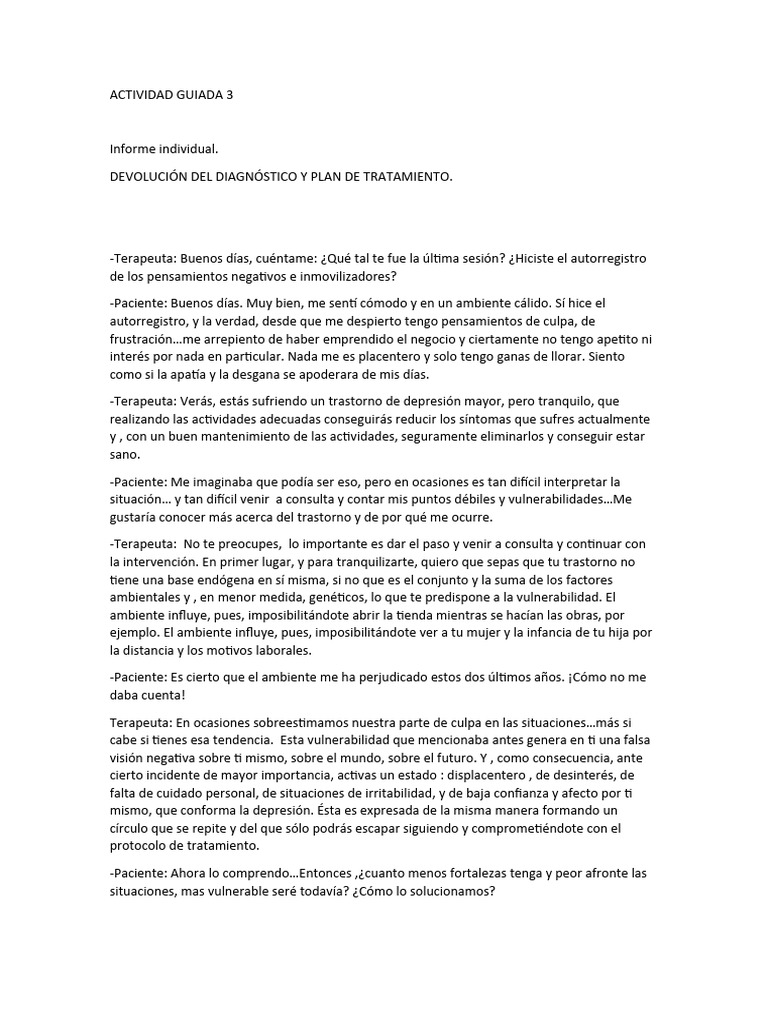 Actividad Guiada 3 | PDF | Depresión (estado de ánimo) | Trastorno depresivo mayor