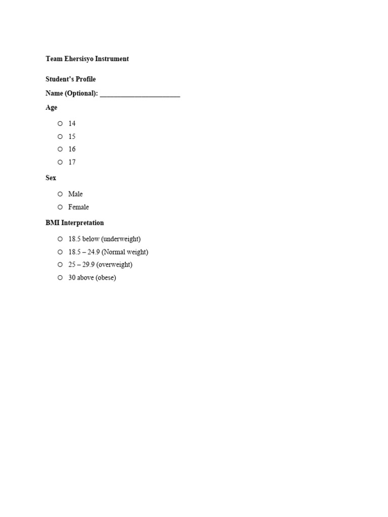 Team Ehersisyo Instrument | PDF | Strength Training | Aerobic Exercise