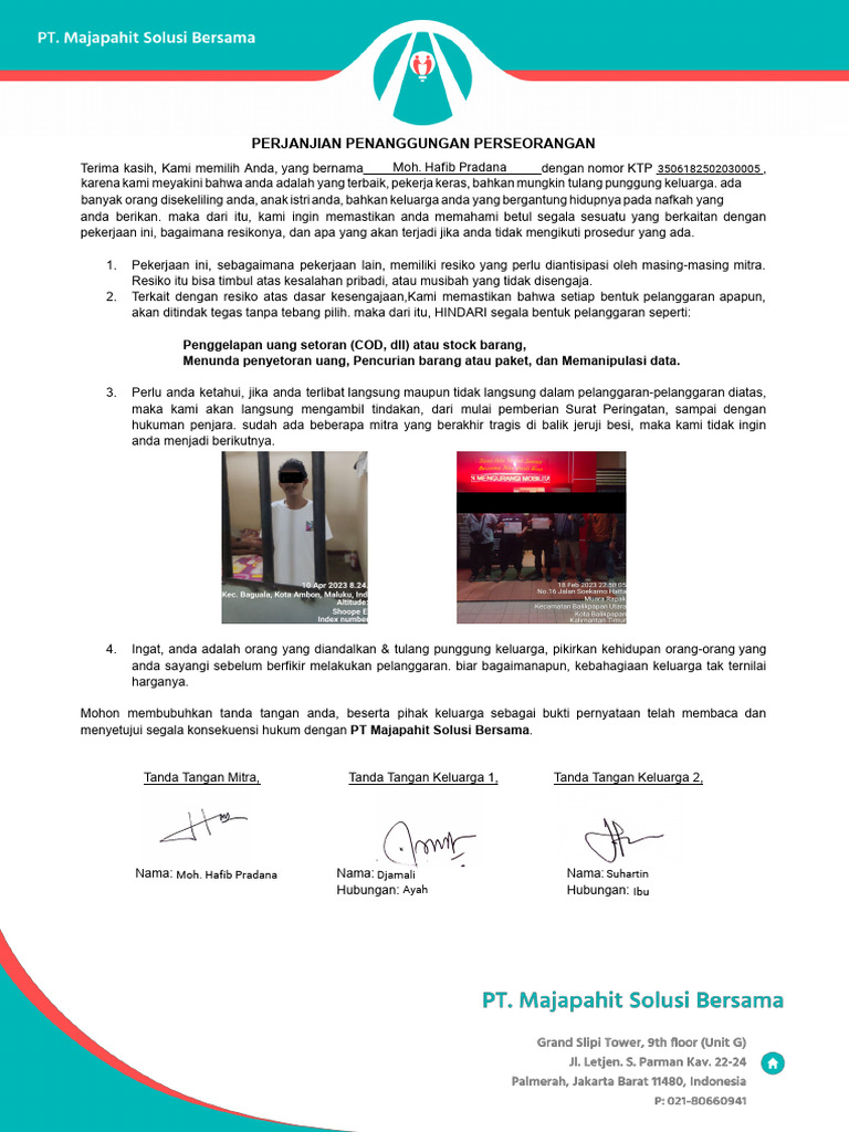 Personal Guarantee - Draft | PDF | Karier & Perkembangan