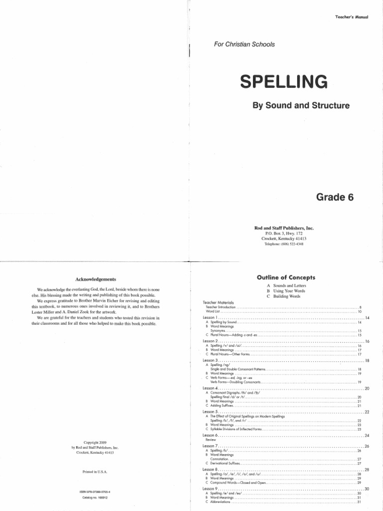 Spelling by Sound and Structure - Grade6.teachers Manual-61pag | PDF