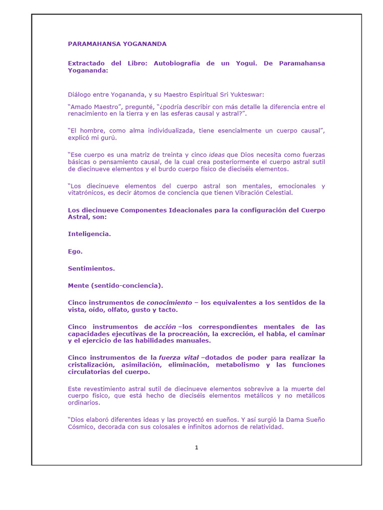 Diferencias entre Cuerpos Causal y Astral | PDF | Paramahansa Yogananda