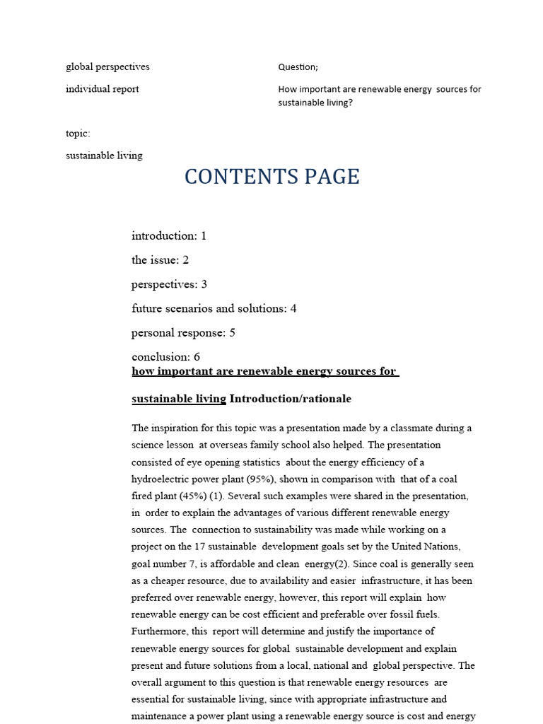 Global Perspectives Individual Report Sample | PDF | Coal | Energy ...