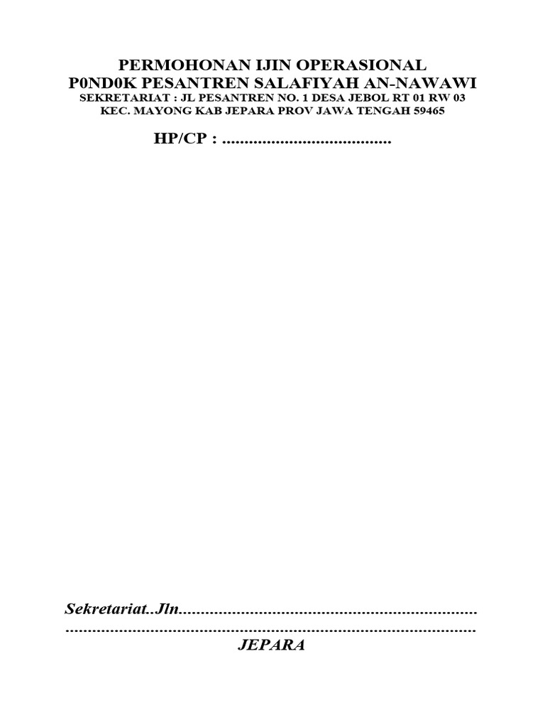 Ijin Operasional Ponpes | PDF | Kajian Bahasa Asing | Griya & Taman