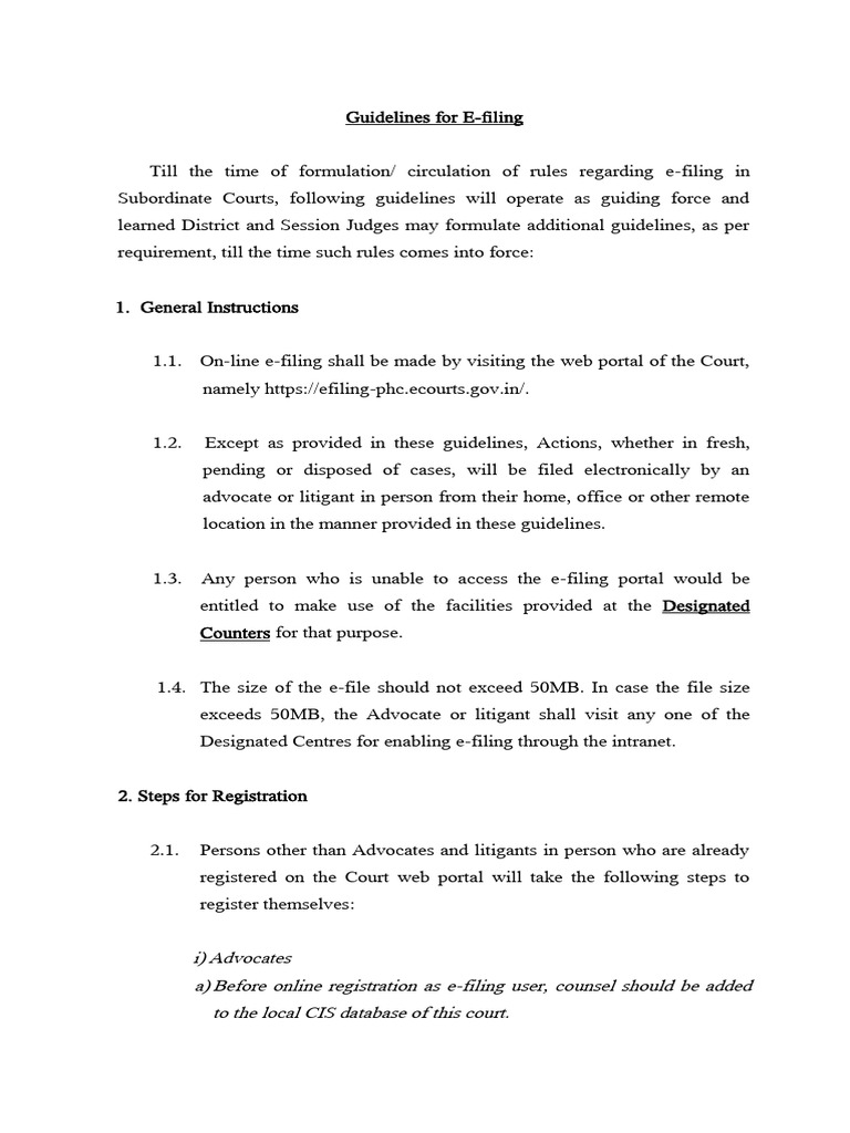 E Filing Guidelines | Download Free PDF | Advocate | Optical Character ...