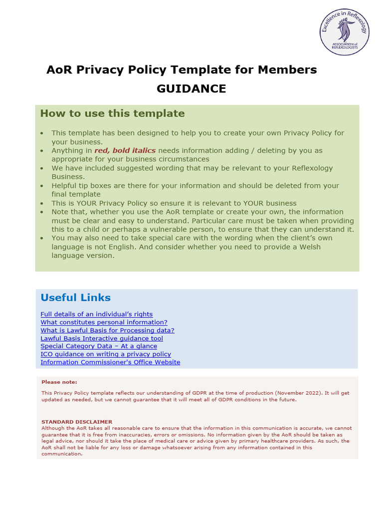 Members Privacy Notice Template Nov 2022 | PDF | Career & Growth | Business
