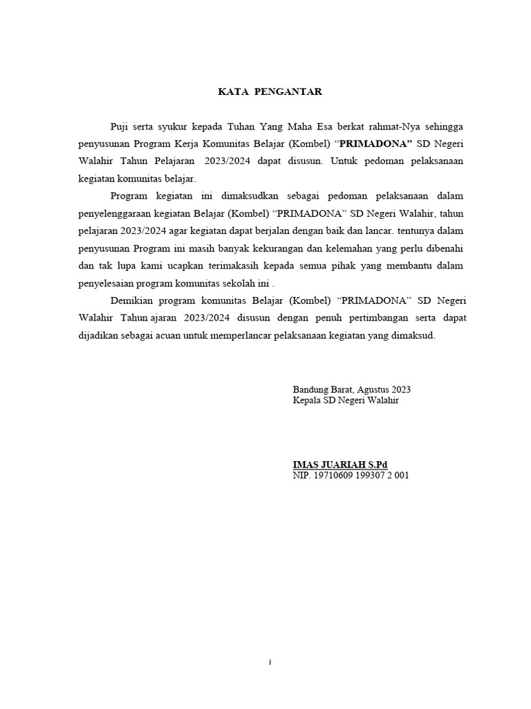 Program KOMBEL SDN Walahir | PDF