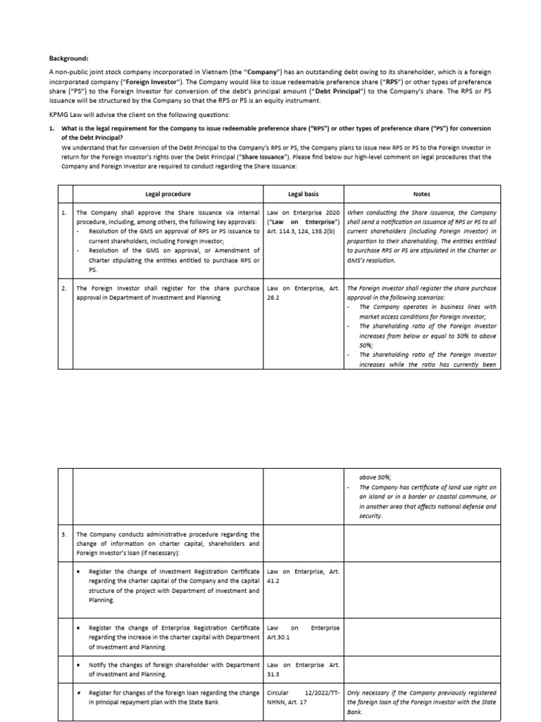 Legal Advice | PDF | Share Repurchase | Preferred Stock