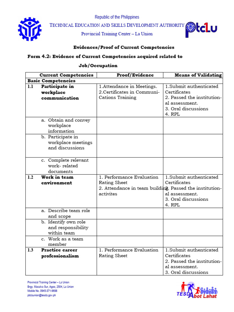 3 Form 4.2 Evidences Proof of Current Competencies | PDF | Computer Network | Performance Appraisal