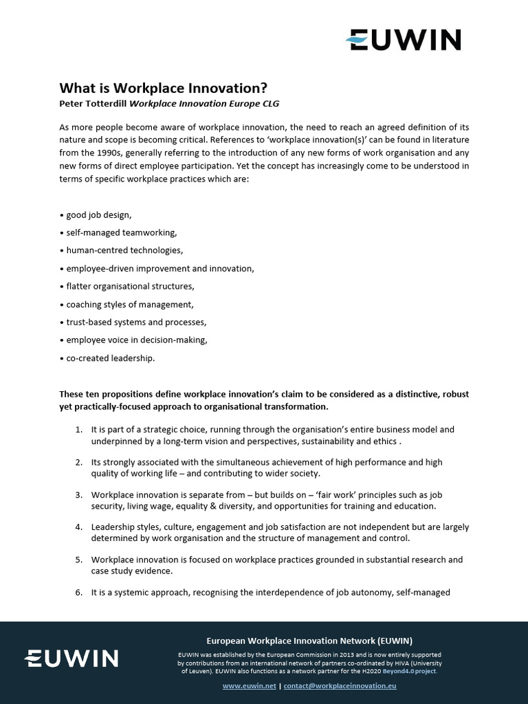 Understanding Workplace Innovation Concepts | PDF | Employee Retention ...