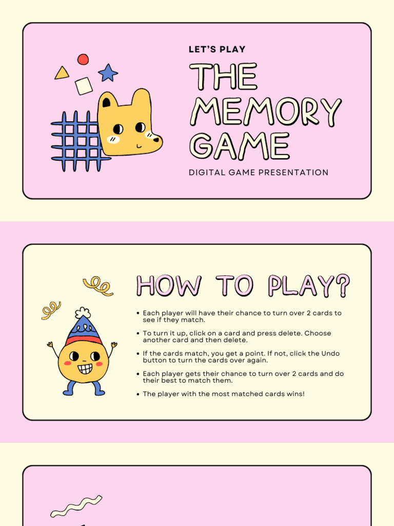 Pink Playful Illustrative Memory Game Presentation | PDF