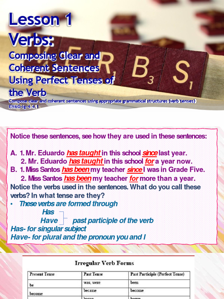 Son 3 Using The Present Perfect Tense With Since and For | PDF | Verb ...