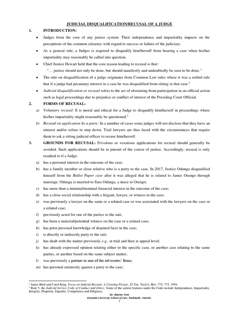 Judicial Disqualification Guide | PDF | Judicial Disqualification | Judge