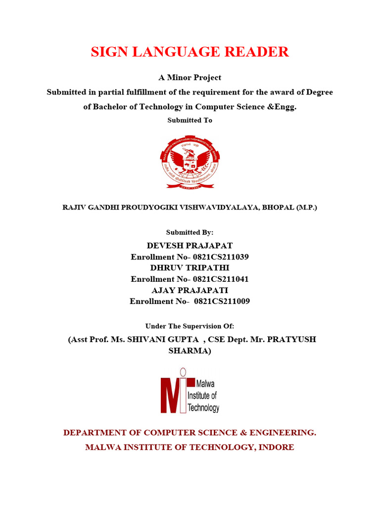 Our Srs For A Project | PDF | Sign Language | Machine Learning