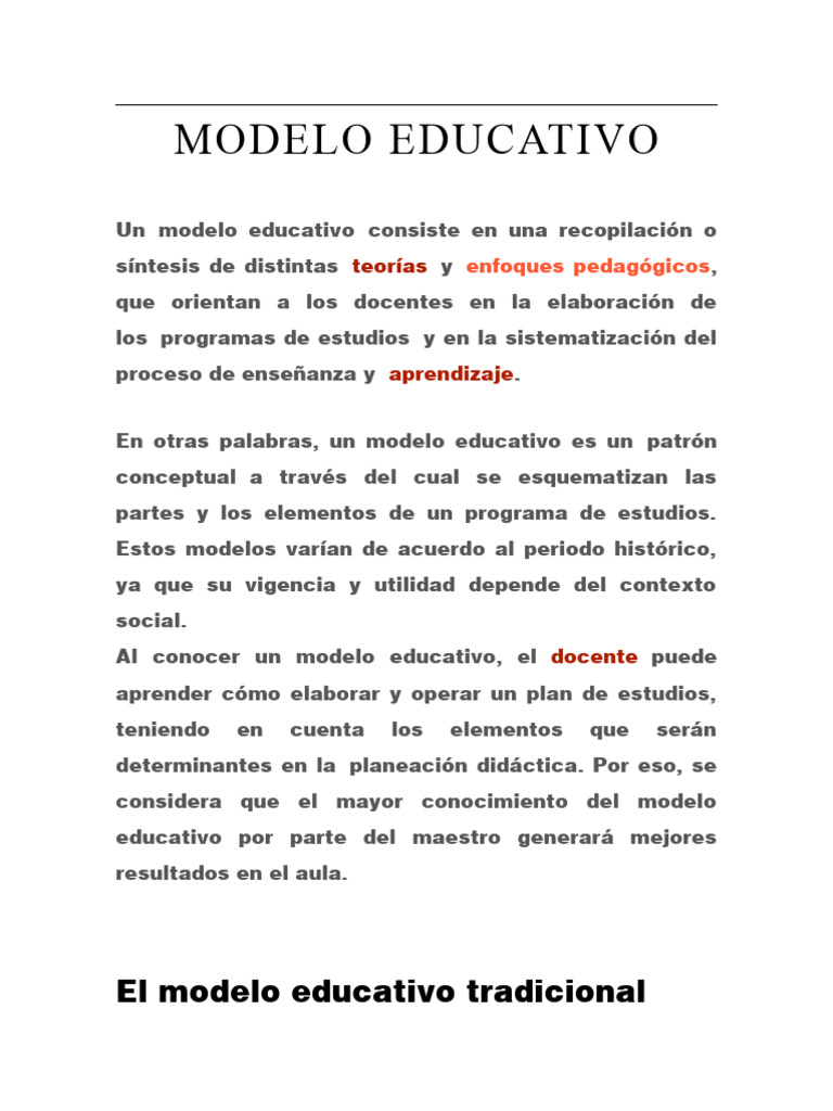 MODELO EDUCATIVO....... | PDF | Enseñando | Aprendizaje