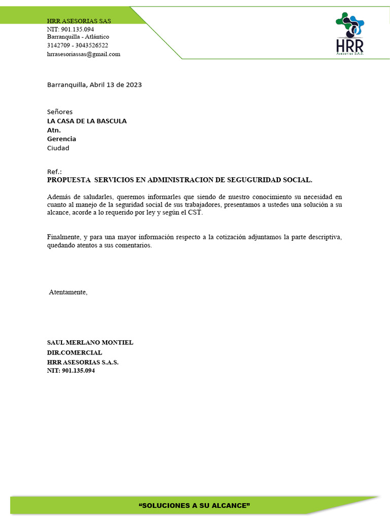 Propuesta Admin Seg Social La Casa de La Bascula | PDF | Documento de ...