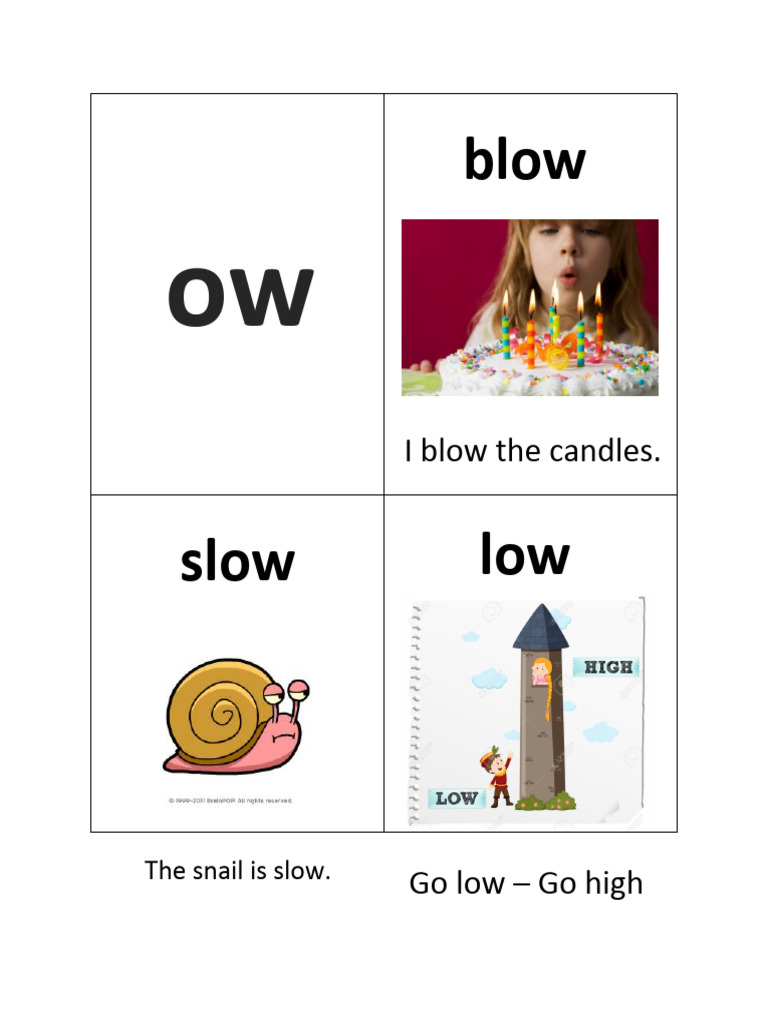 Phonics Ow Sound Flashcards 108419 | PDF