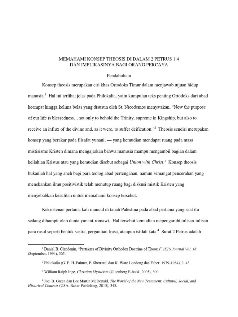 MEMAHAMI KONSEP THEOSIS DALAM 2 PETRUS 1 - 4 - Christian Arisandi | PDF | Filsafat | Agama ...