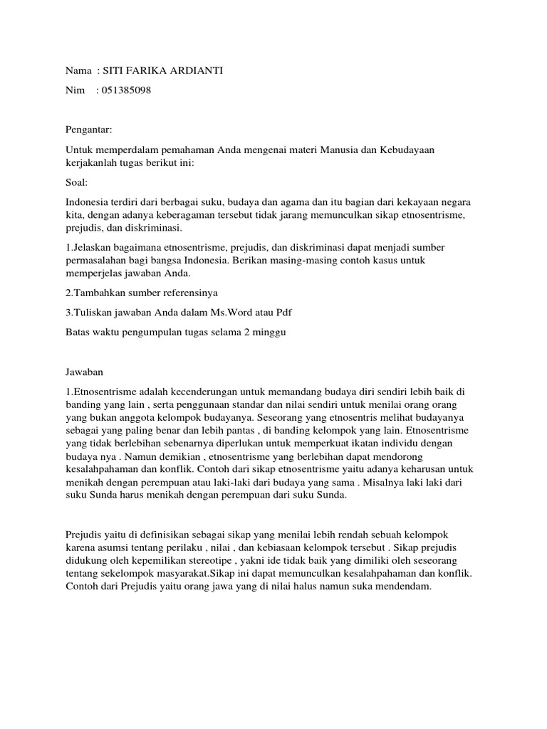 Tugas 1 Ilmu Sosial Dan Budaya Dasar | PDF | Ilmu Sosial | Kesehatan Holistik