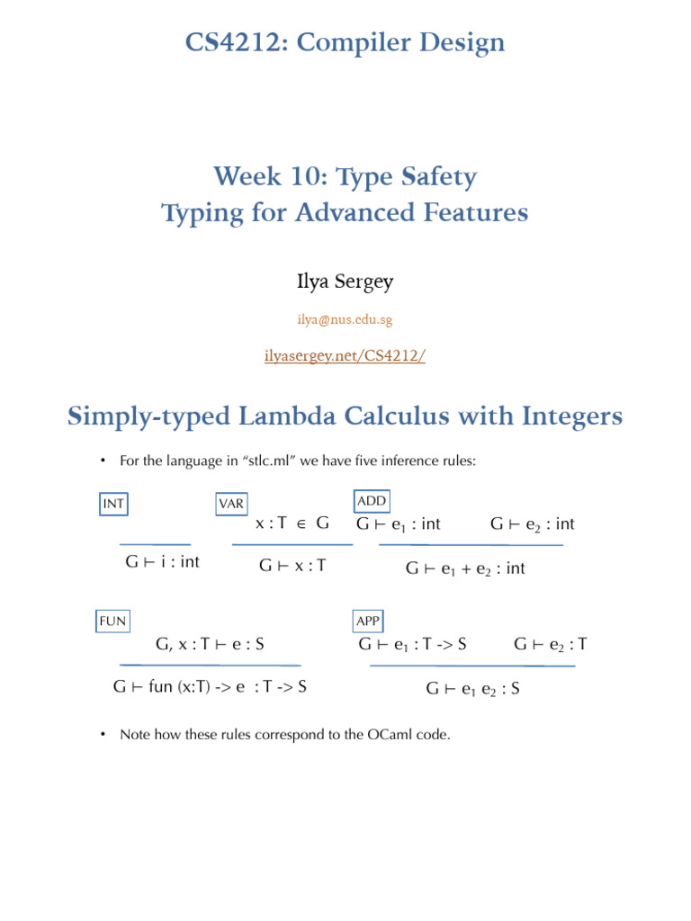 PLDI Week 10 More Typing | PDF | Programming Paradigms | Formalism (Deductive)