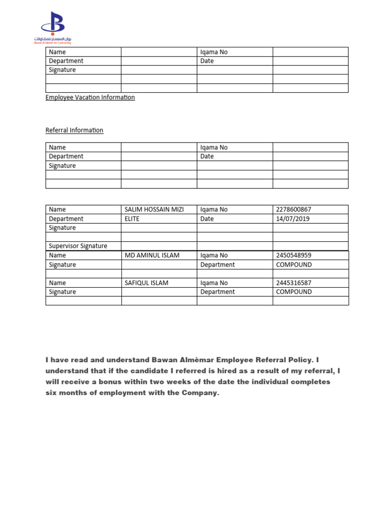 Employee Referral and Vacation Info | PDF | Career & Growth