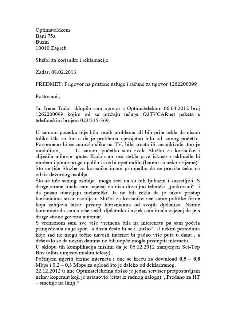 Optima Prigovor | PDF