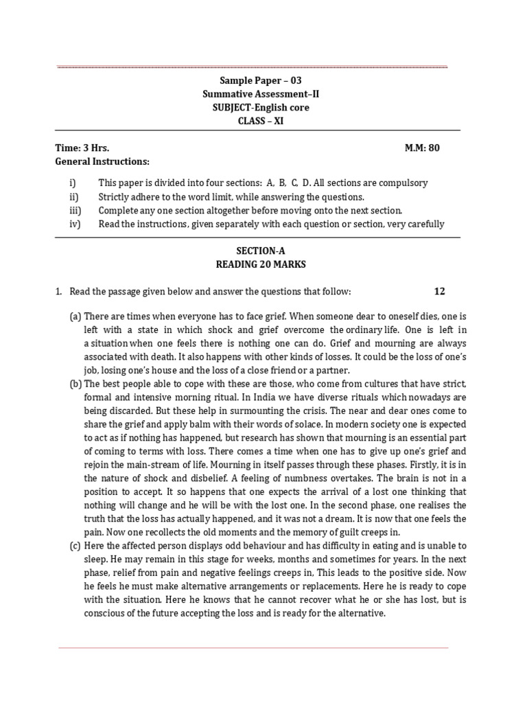 Class XI English Core Assessment Paper | PDF | Heart | Heart Valve