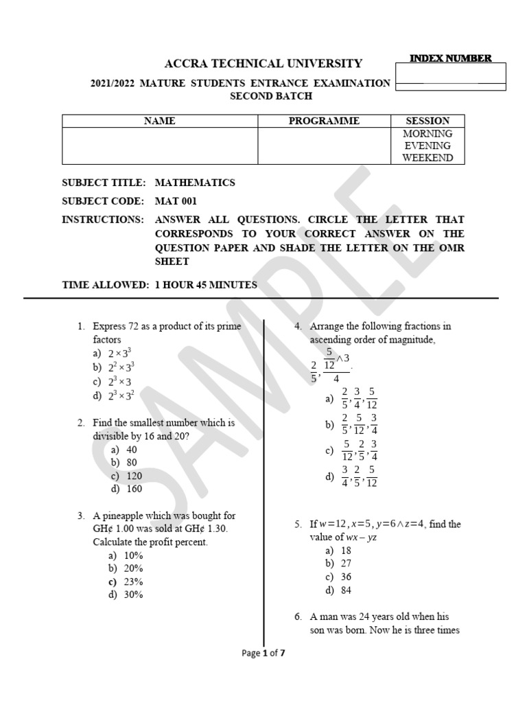 Mature 2 Math 111221 | PDF | Mathematics