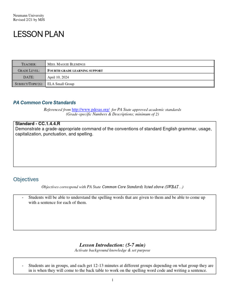 Maggieb Lesson Plan 4 | PDF | Lesson Plan | Human Communication