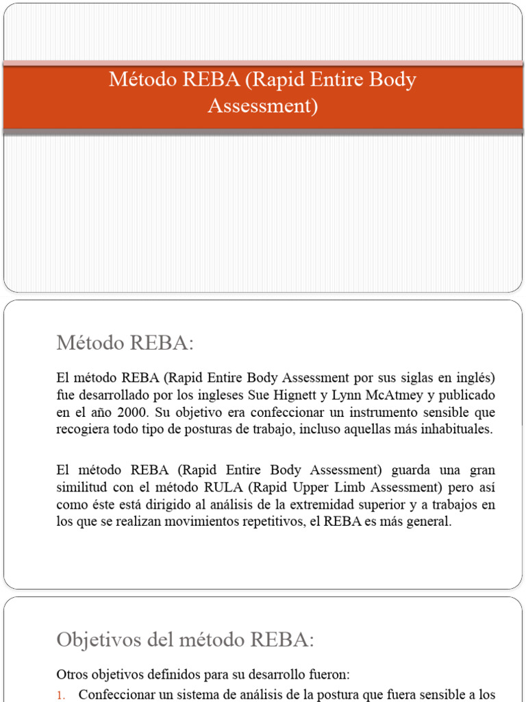 Metodo REBA Rapid Entire Body Assessment | PDF