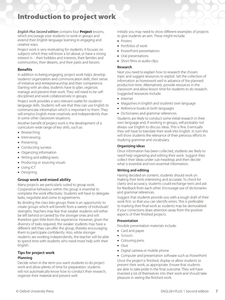 Introduction to Project Work in English | PDF | Information | Editing