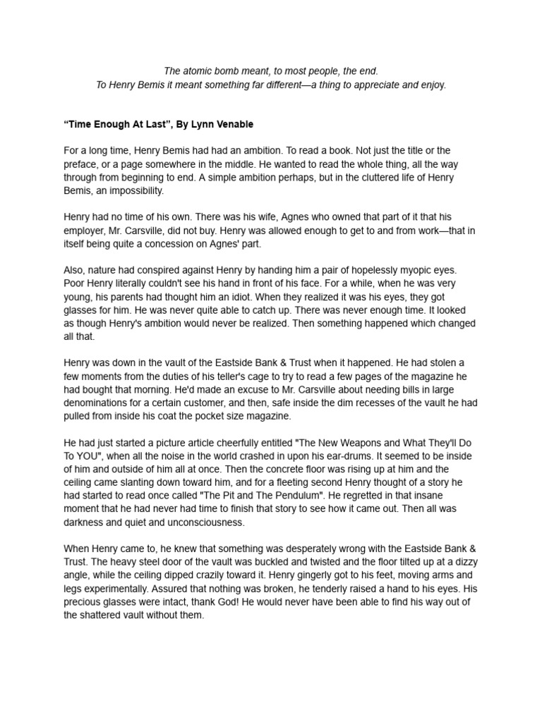 Time Enough at Last | PDF