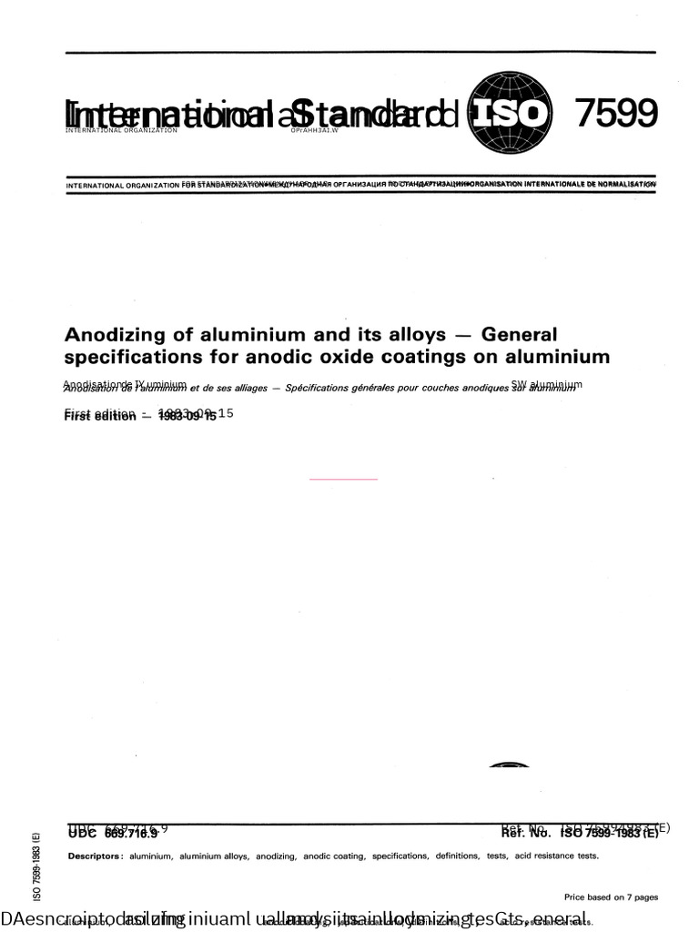 Iso 7599 PDF | PDF | Chemical Substances | Metals