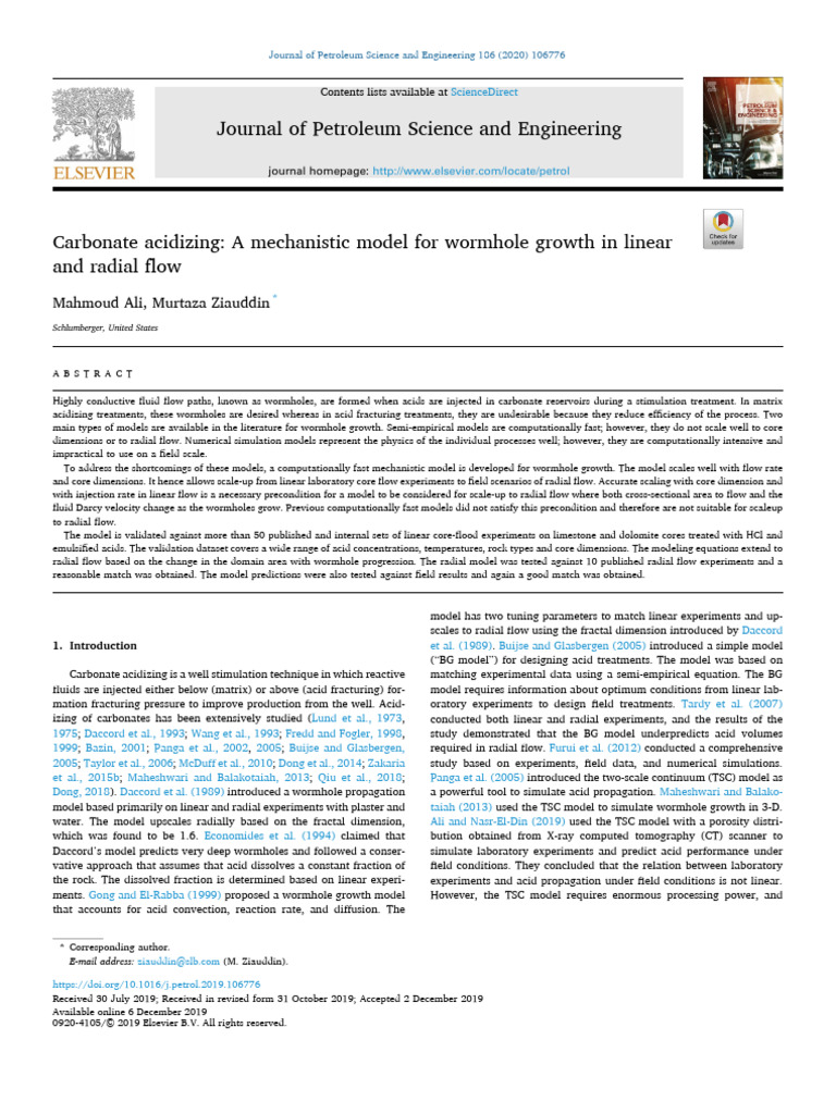 Carbonate Acidizing Model Insights | PDF | Fluid Dynamics | Porosity
