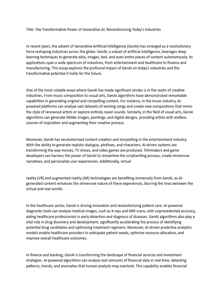 Transformative Power of GenAI | PDF | Artificial Intelligence | Intelligence (AI) & Semantics