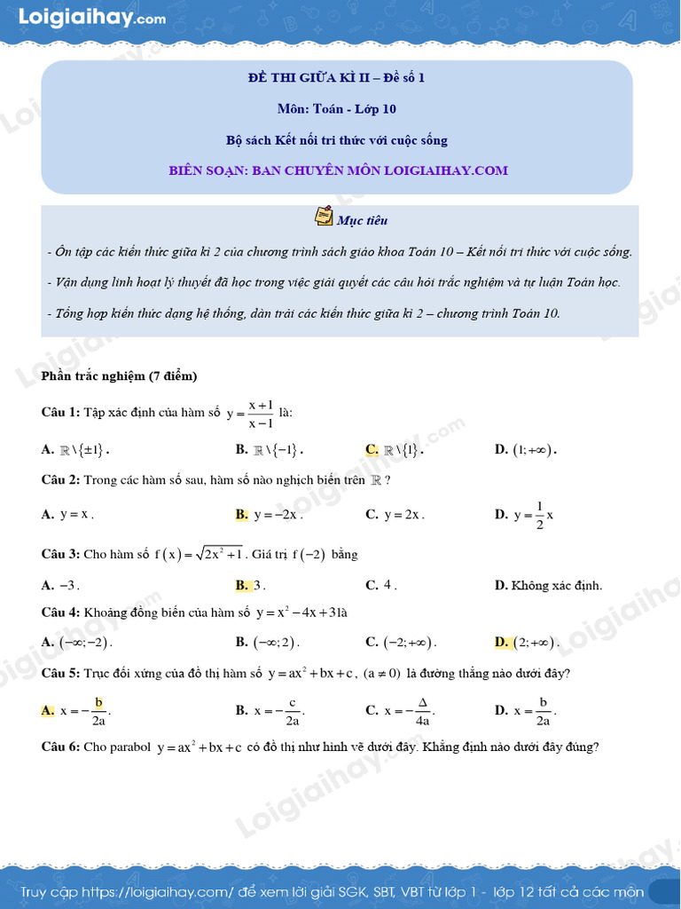 De Thi Giua Ki 2 Toan 10 Ket Noi Tri Thuc de So 1 1708509170 NNB | PDF
