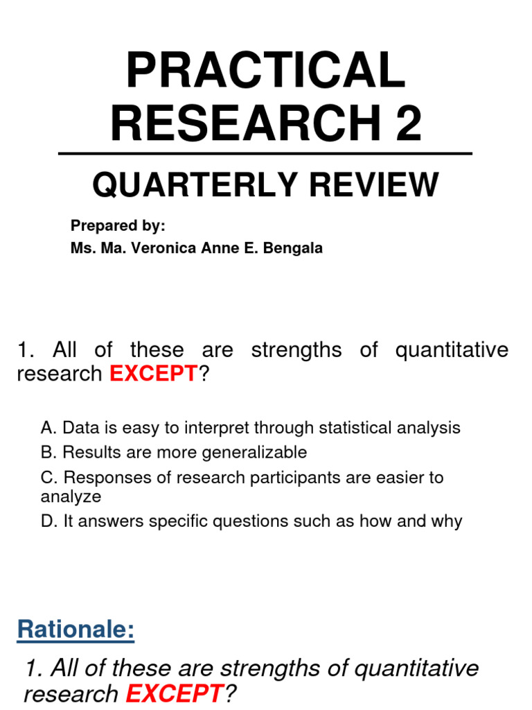 Practical Research 2 Review Guide | PDF | Quantitative Research ...